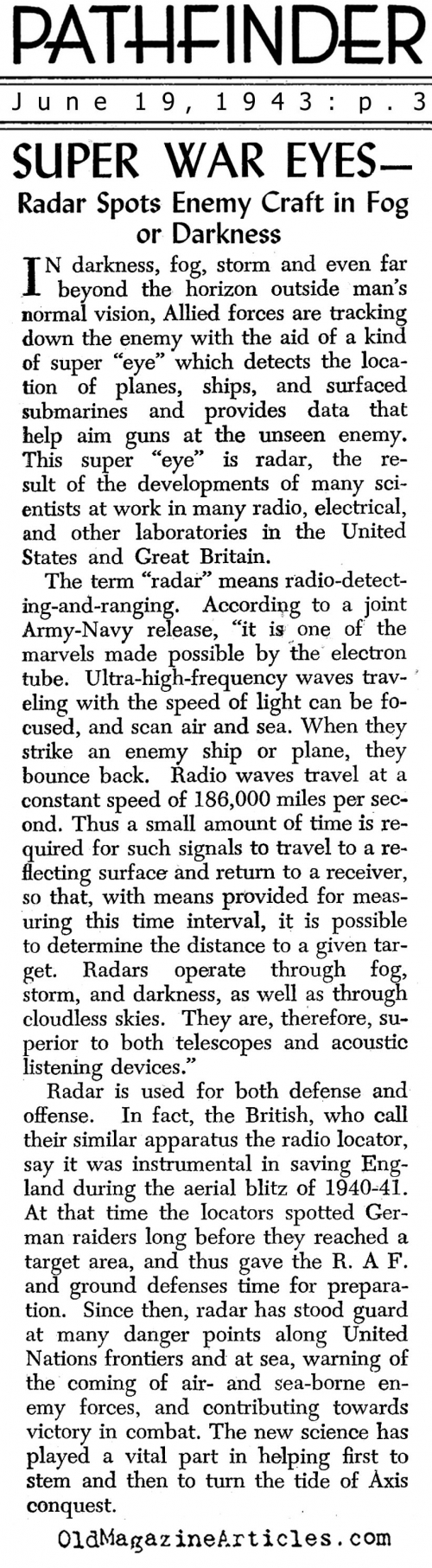 Radar and the Allied Victory (Yank Magazine, 1945) – Old Magazine Articles